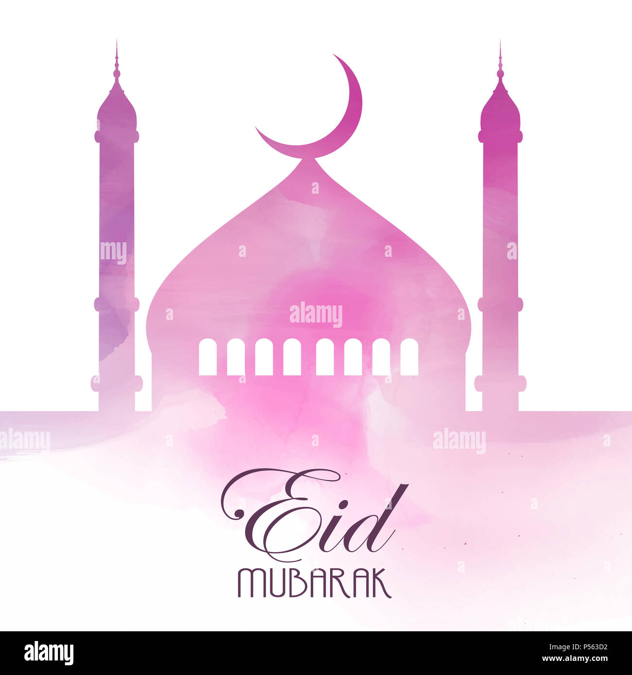 Eid Mubarak background on watercolour texture Stock Photo - Alamy