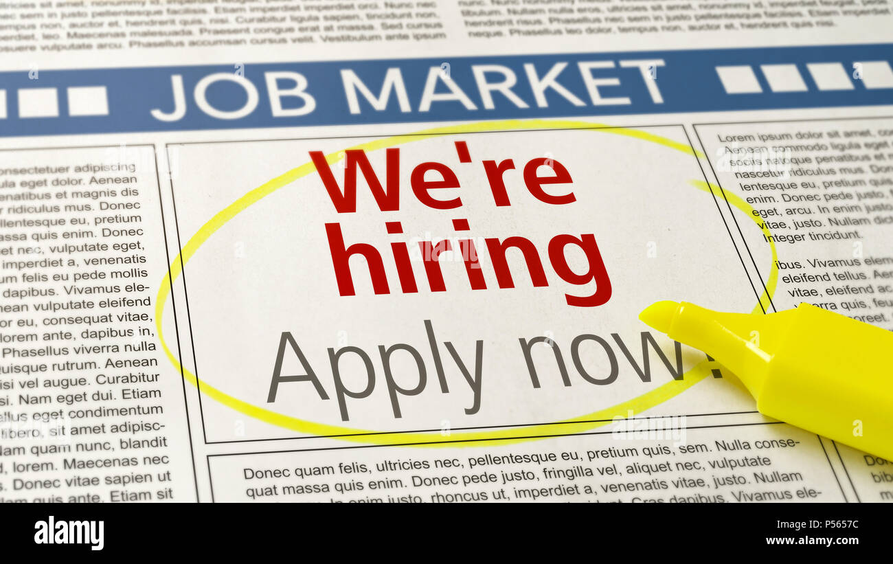 Job ad in a newspaper - We are hiring Stock Photo - Alamy