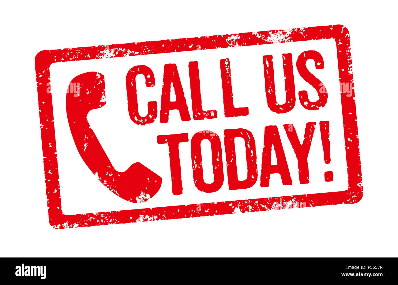 Red Stamp on a white background - Call us today Stock Photo - Alamy