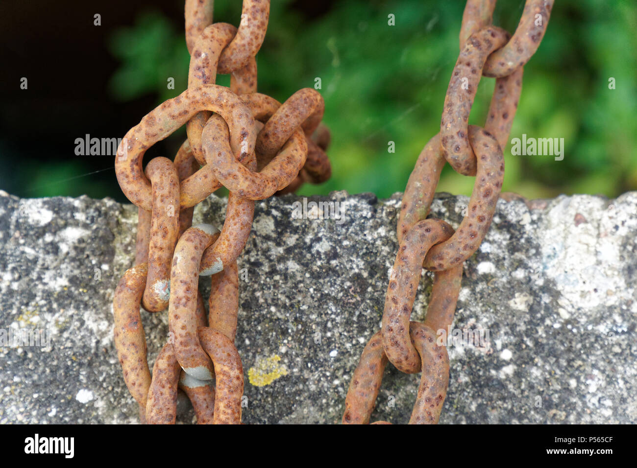 Rusty steel chain element, industrial background for commercial use ...