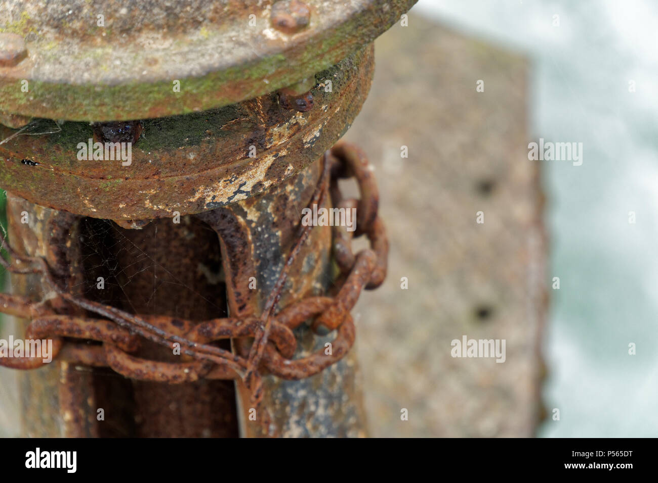 Rusty steel chain element, industrial background for commercial use ...