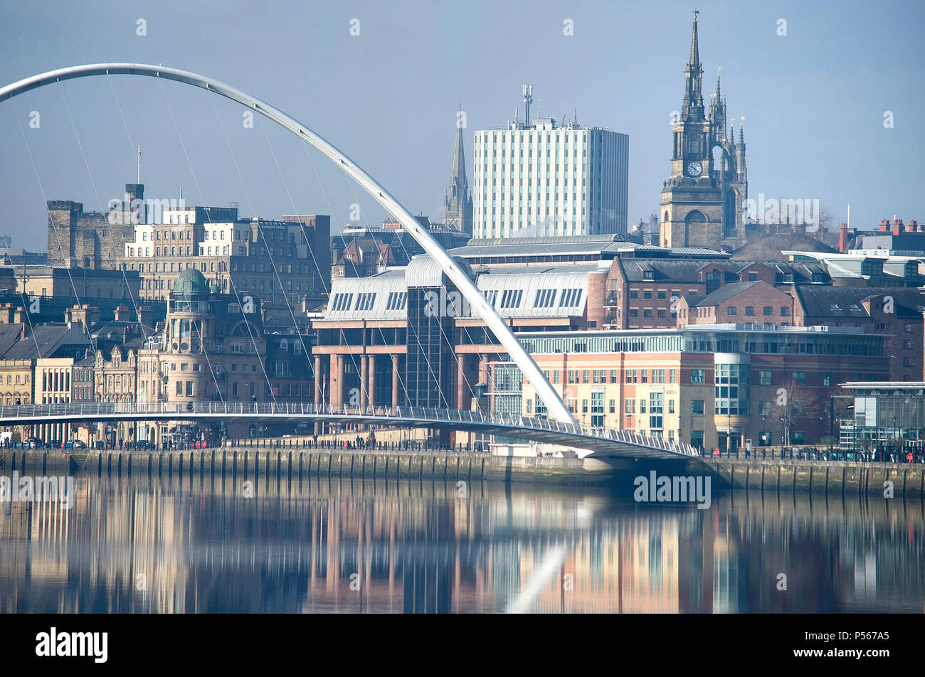 Newcastle Gateshead quayside and bridges Stock Photo - Alamy