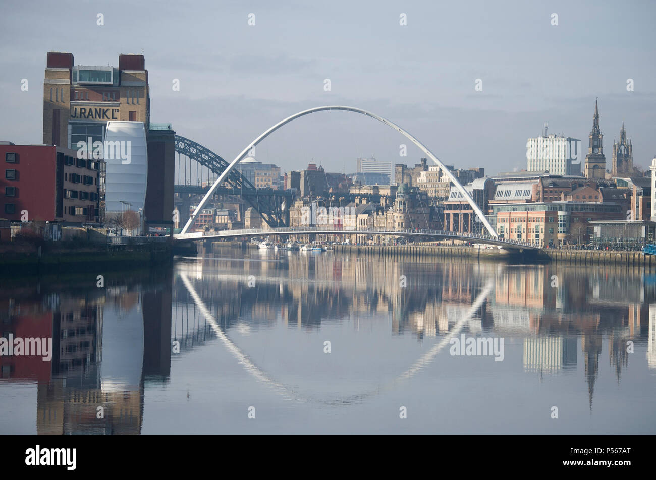 Newcastle Gateshead quayside and bridges Stock Photo - Alamy