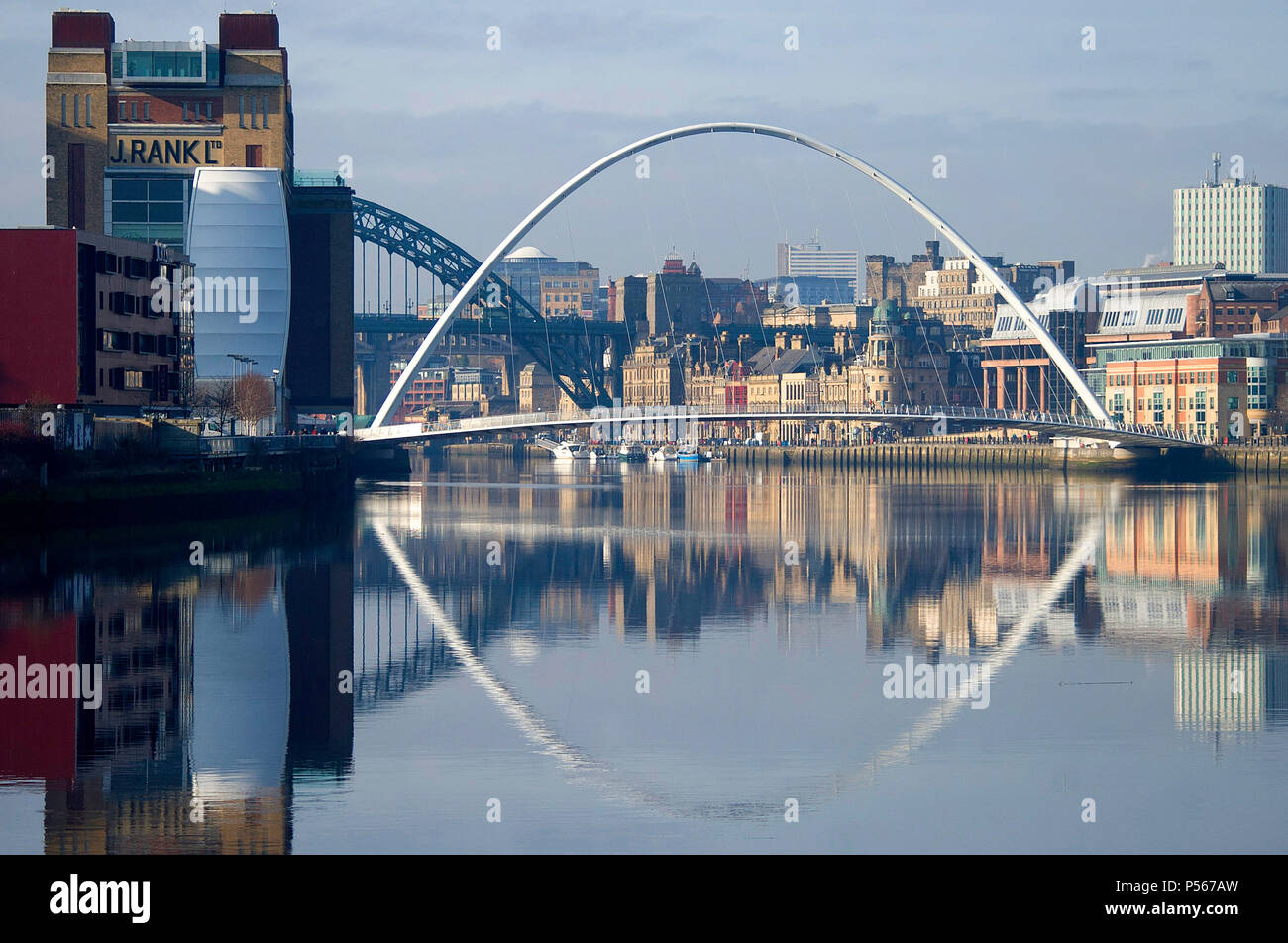 Newcastle Gateshead quayside and bridges Stock Photo - Alamy