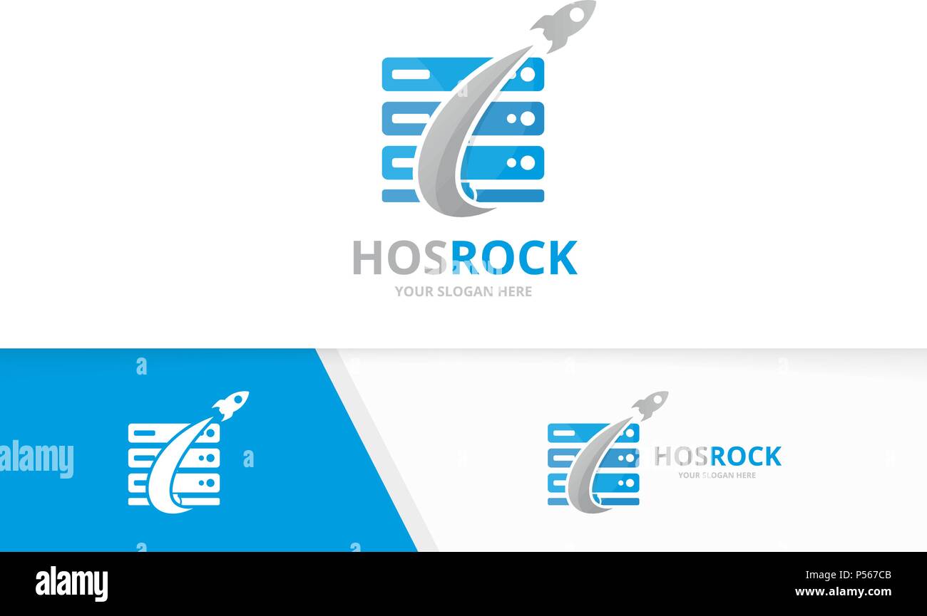 Vector host and rocket logo combination. Server and airplane symbol or ...