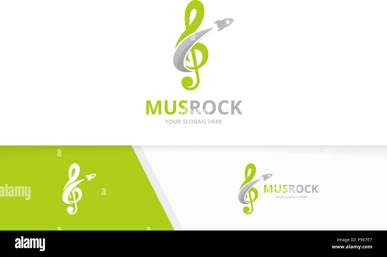 Vector treble clef and rocket logo combination. Music and airplane ...