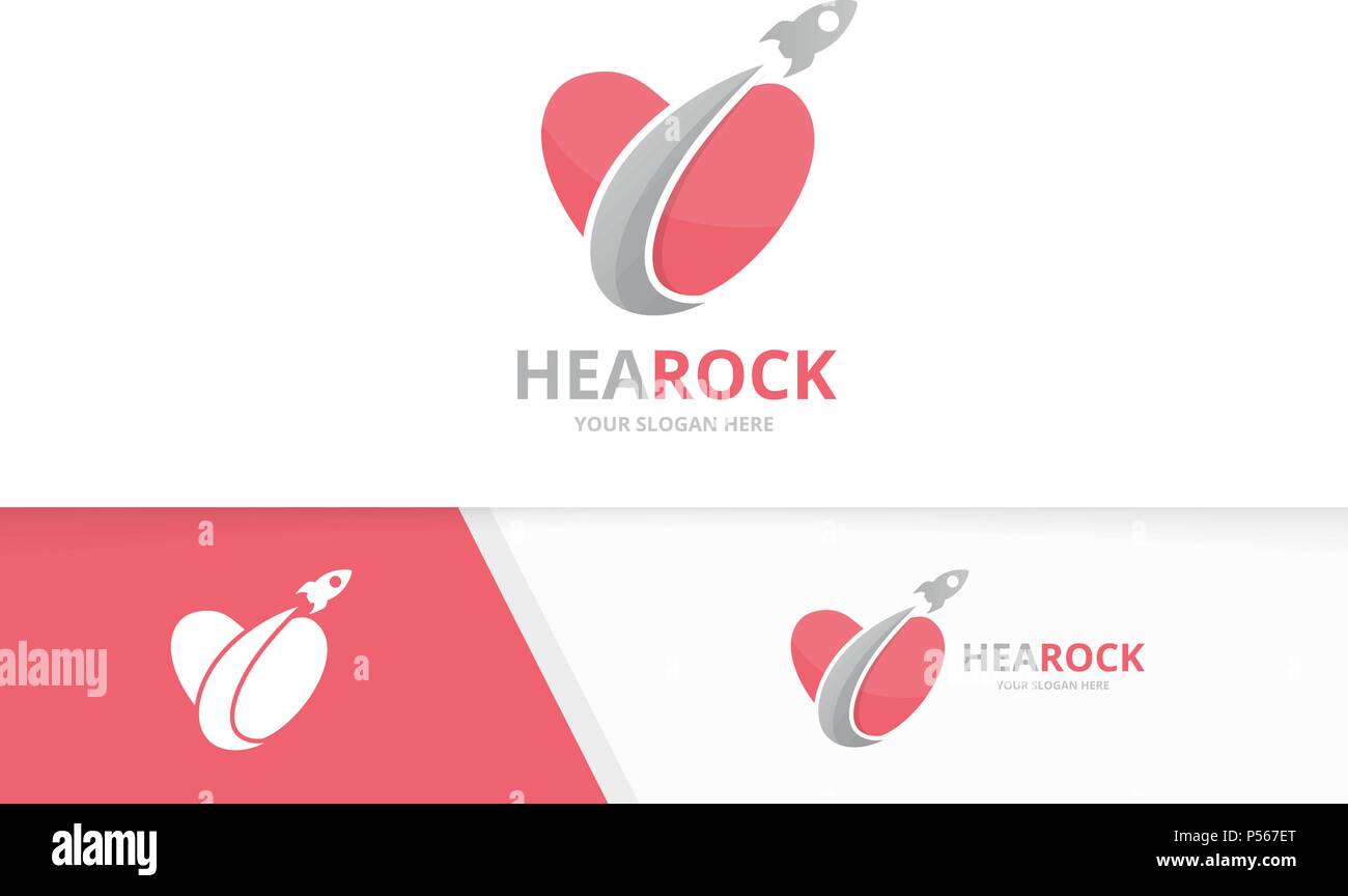 Vector heart and rocket logo combination. Love and airplane symbol or ...