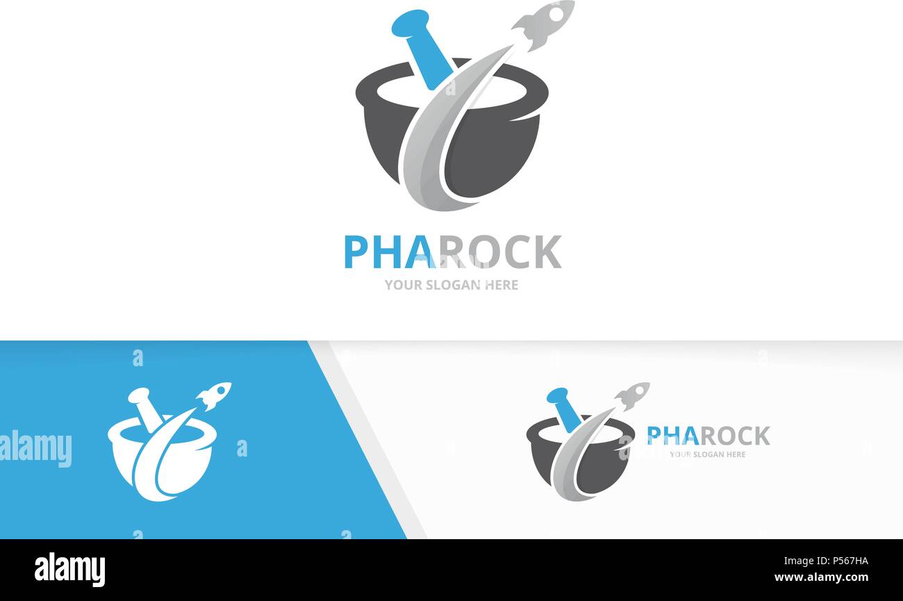Vector pharmacy and rocket logo combination. Pounder and airplane ...