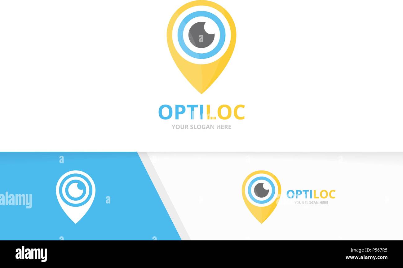 Vector eye and map pointer logo combination. Optic and gps locator ...