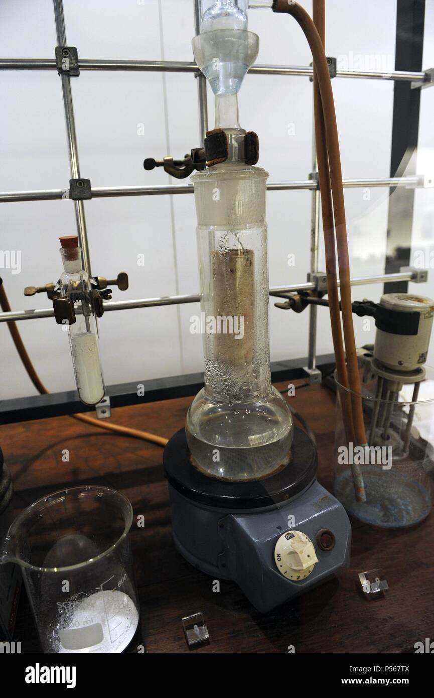 Replica of the lab worktable on which the Italian chemist Giulio Natta ...
