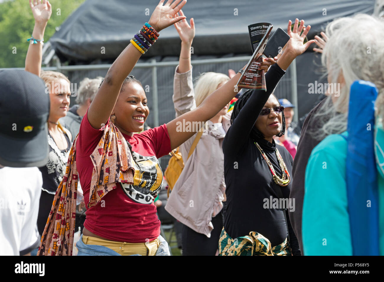 Crowd taking photos and having fun at the 2018 Africa Oye music ...