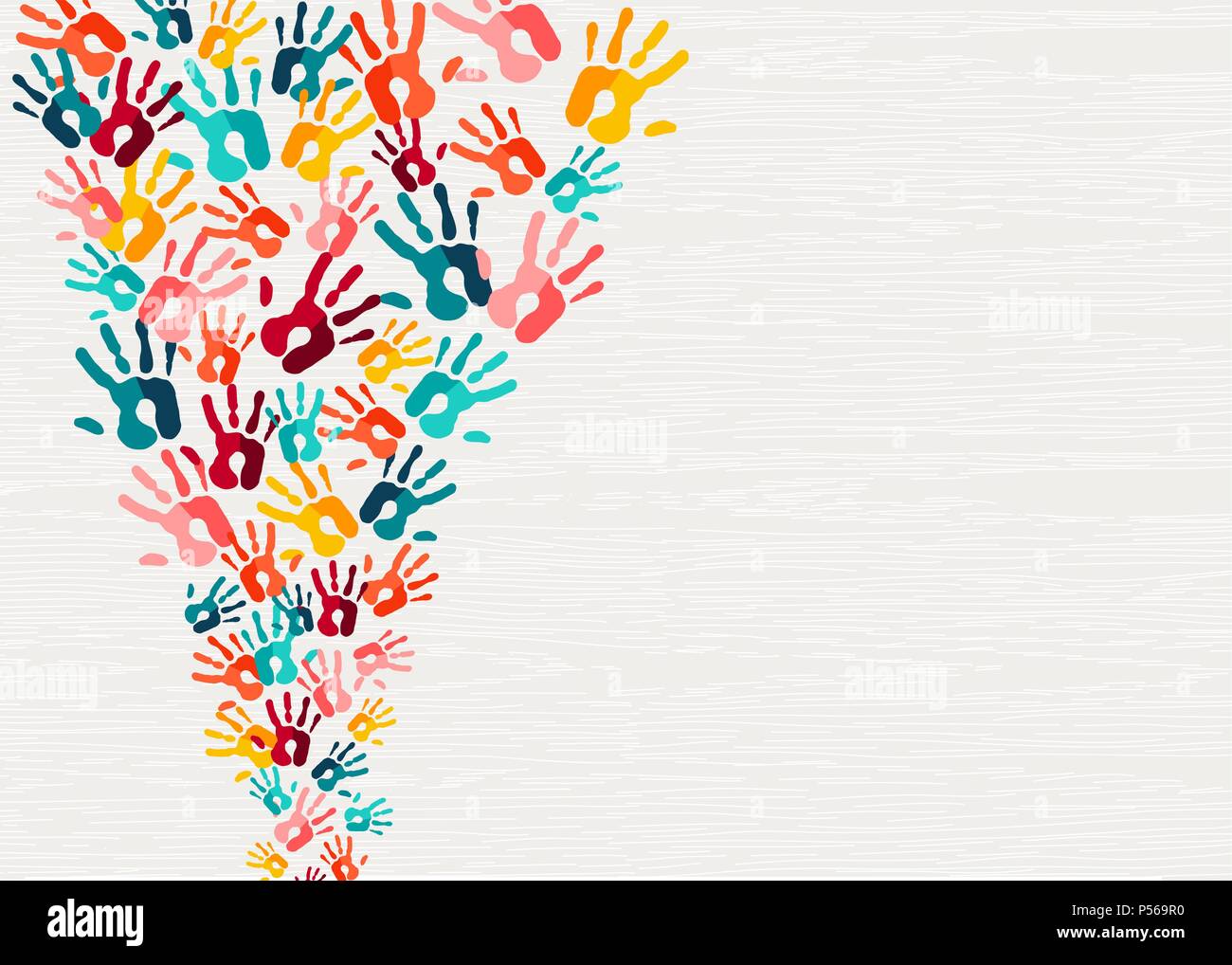 Color handprint background concept, human hand print illustration for ...