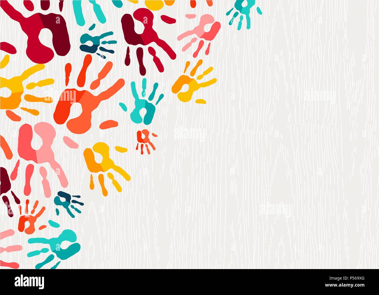 Color handprint background concept, human hand print illustration for ...