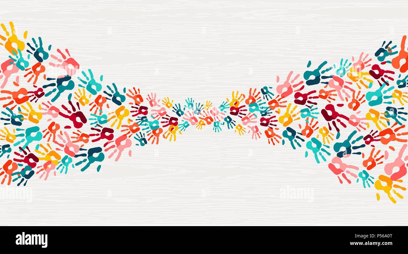 Human hand print color background. Colorful children paint handprints ...