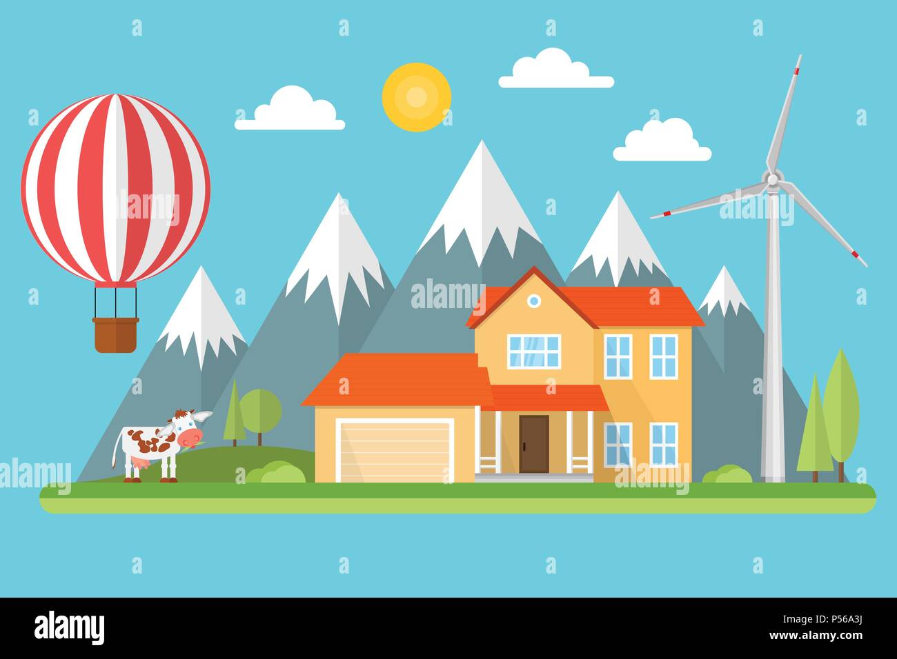 Trees in yard architecture Stock Vector Images - Alamy