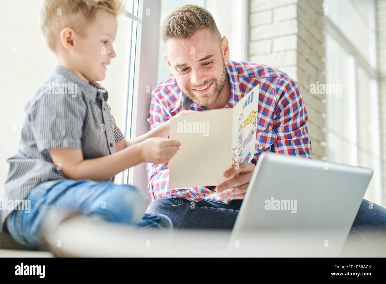 Handsome Dad Reading Fathers Day Card Stock Photo - Alamy