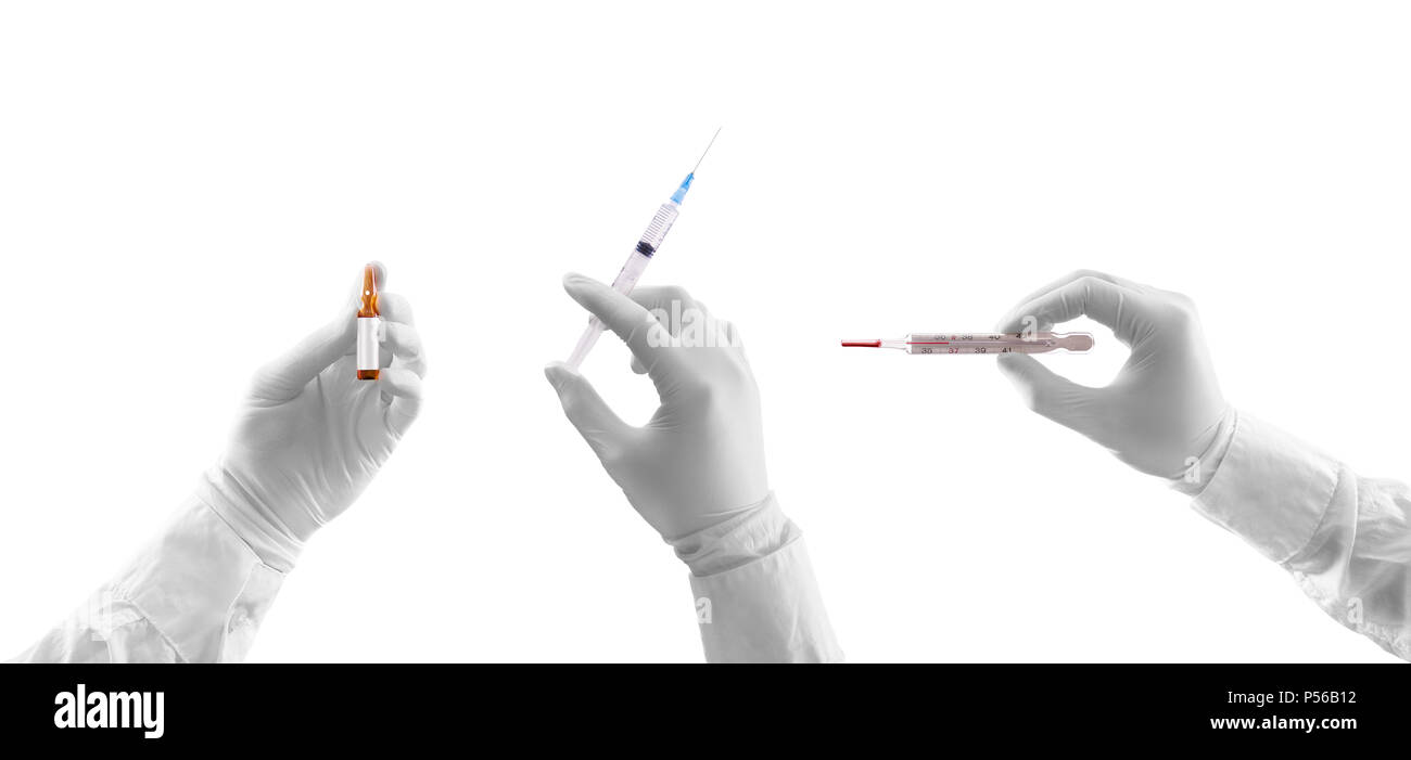 Blank white doctor hand in white glove mockup set, isolated. Surgeon ...