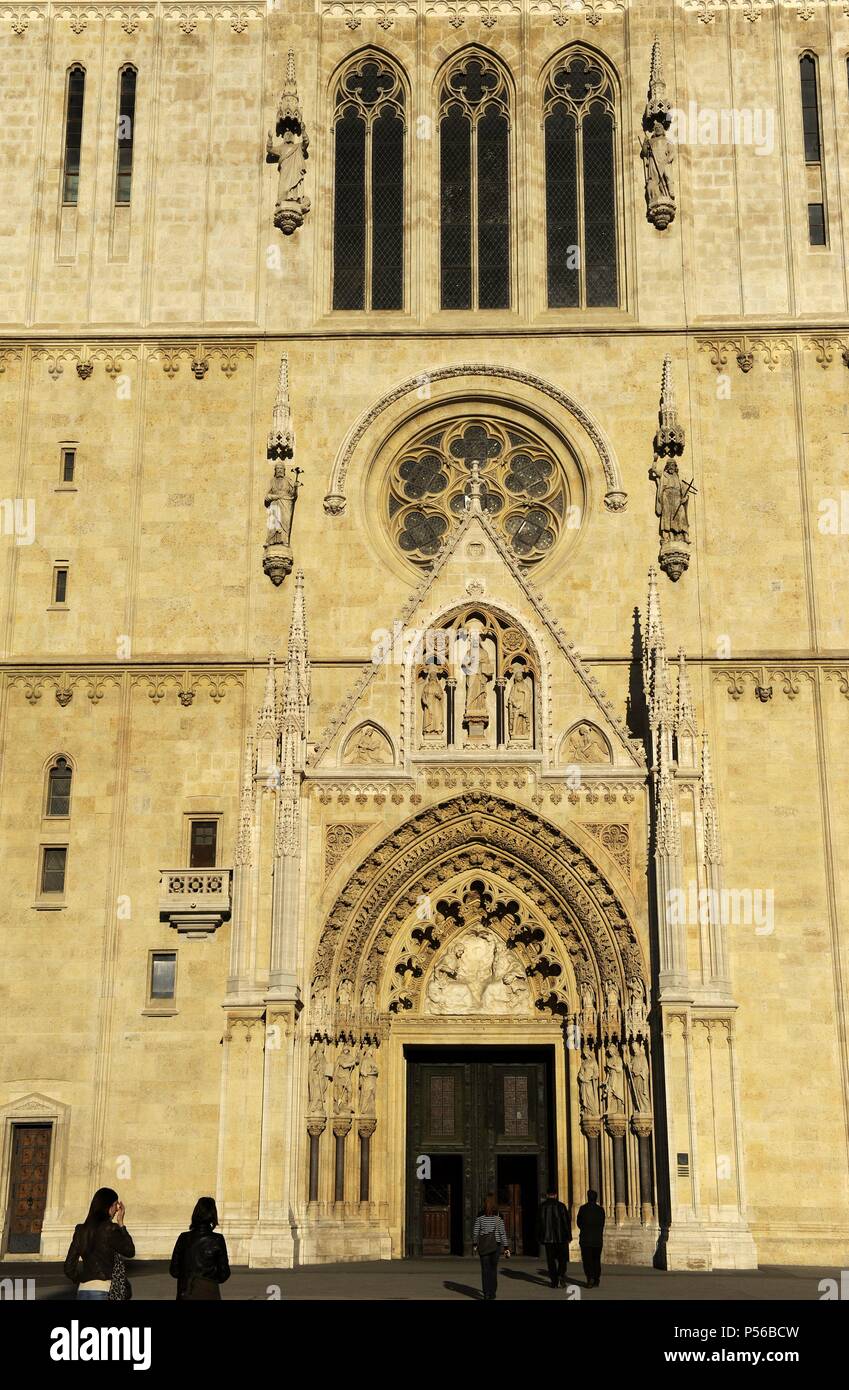 Croatia. Zagreb. Cathedral. It was restored in the Neo-Gothic style by ...