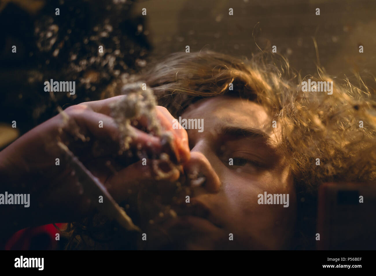 Close Up Young Man Snorting Cocaine High Resolution Stock Photography ...