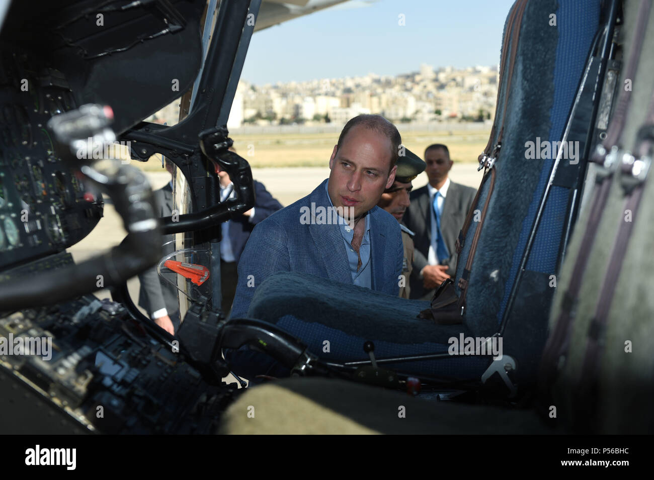 The Duke of Cambridge during an air ambulance inspection at Marka ...