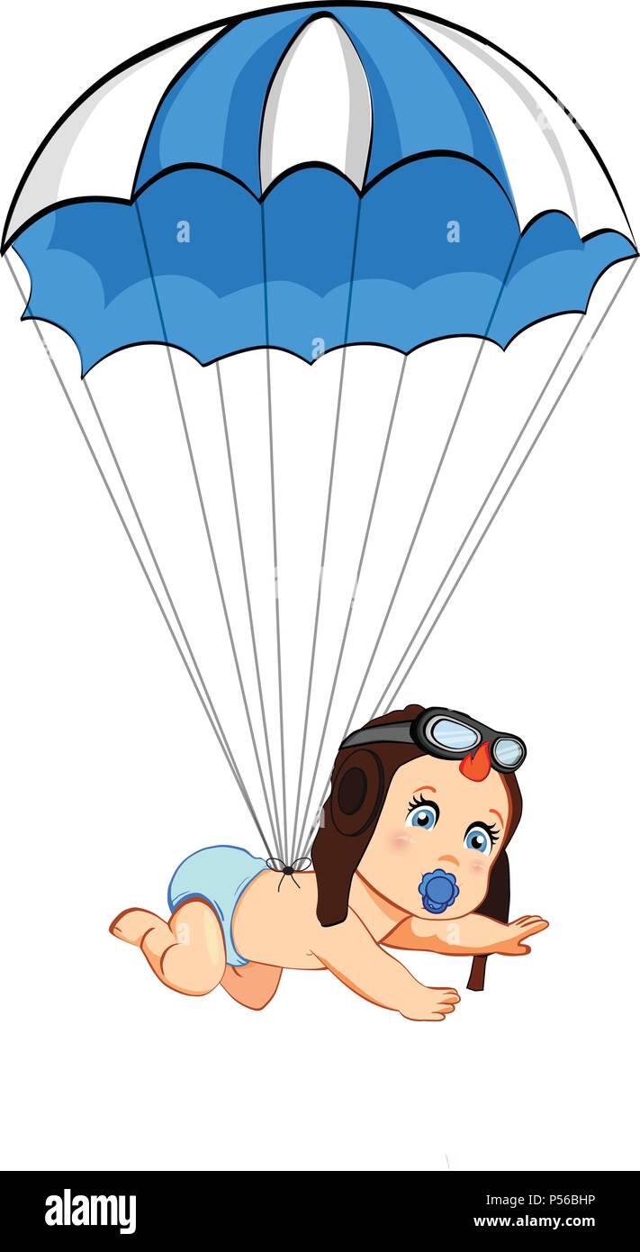 Its a boy cartoon vector clip art with cute baby in pilot hat falling ...