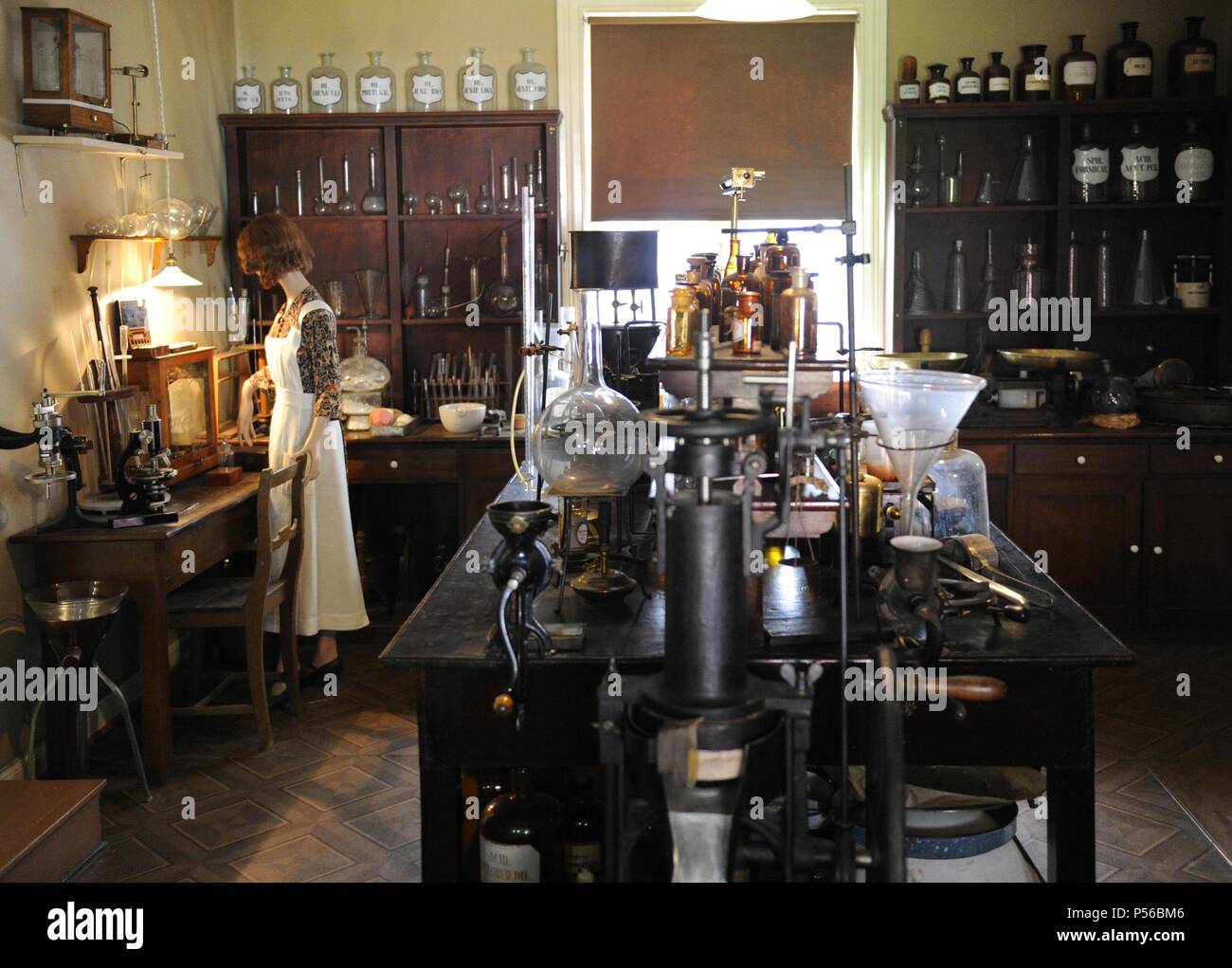 old pharmacy. reproduction of an ancient laboratory where drugs are ...