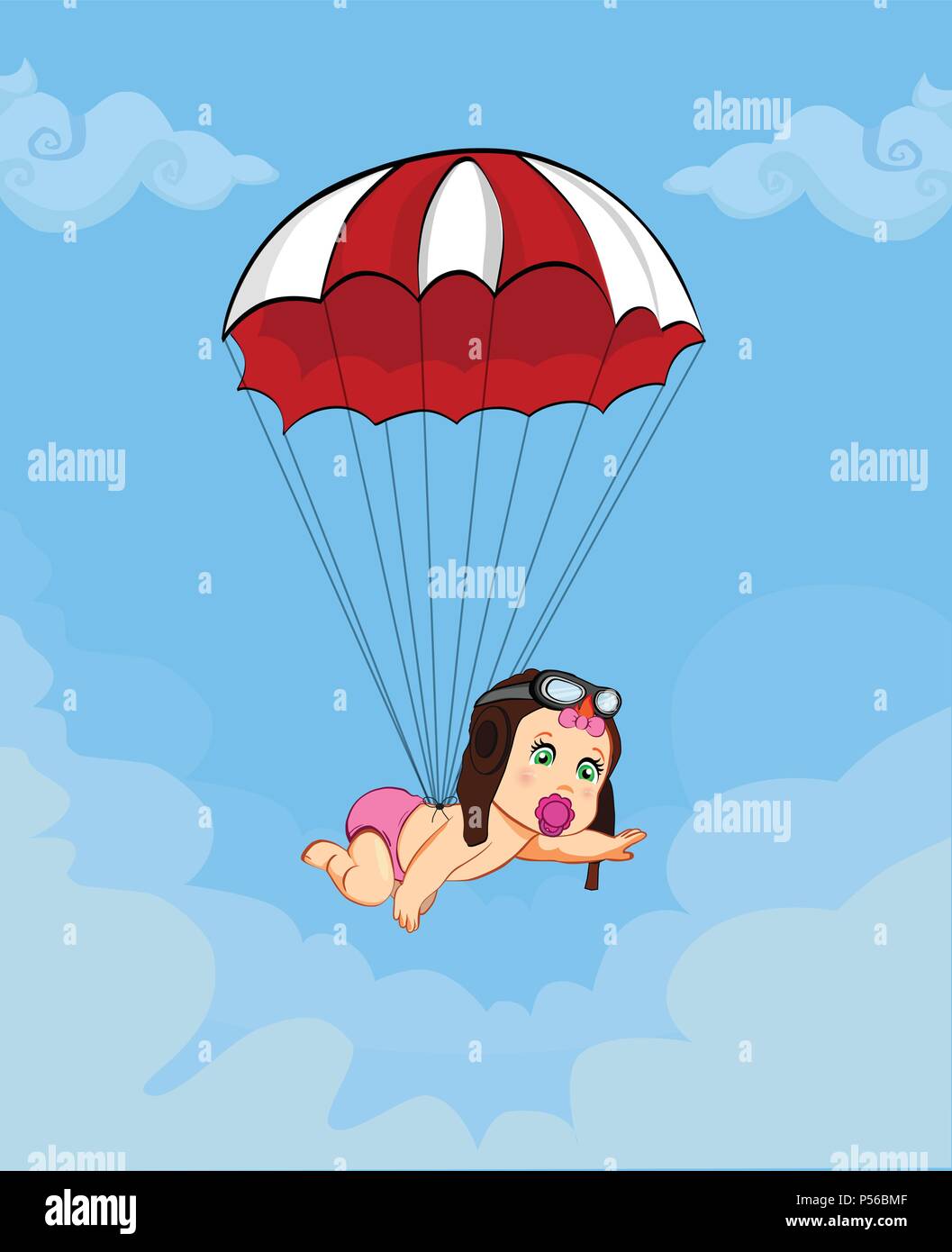 Its a girl cartoon vector illustration with cute baby girl in pilot hat ...