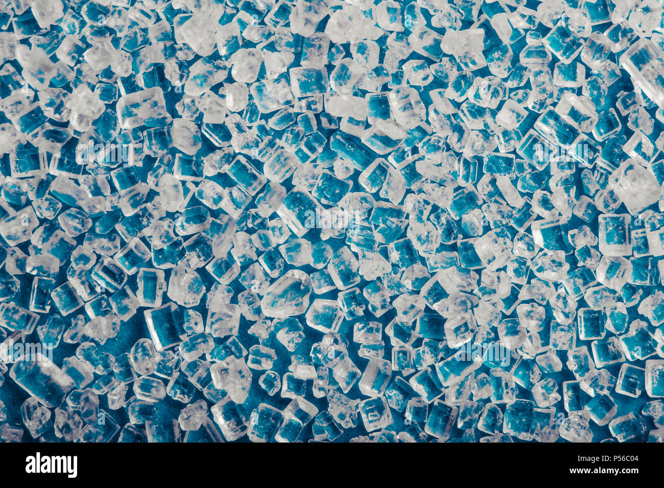Background texture of sugar crystals on a blue background Stock Photo ...
