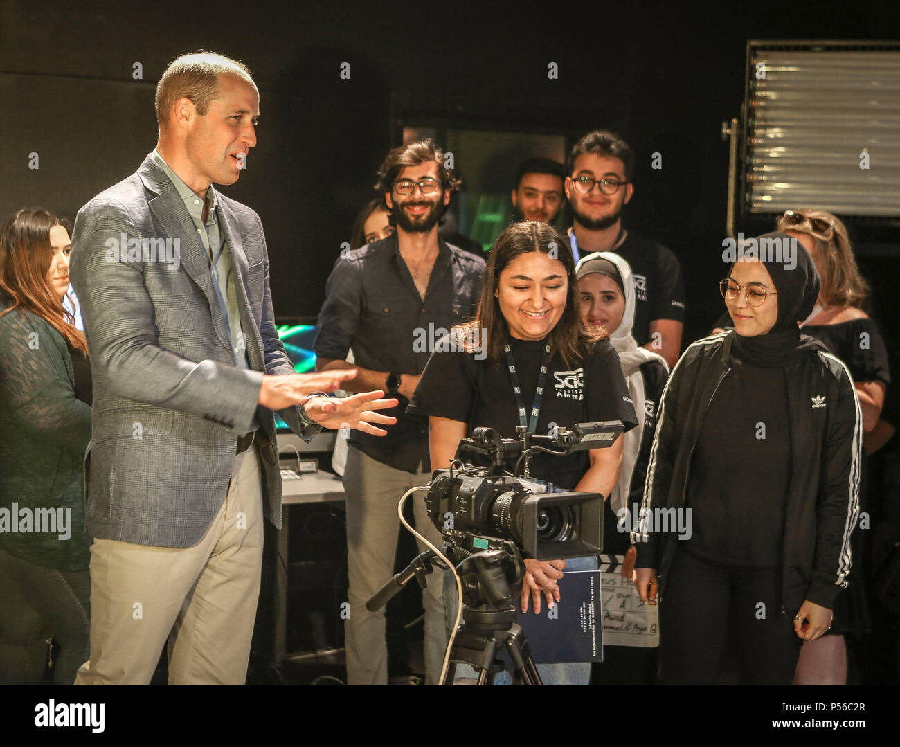 The Duke of Cambridge with a TV camera during a visit to Al Quds ...