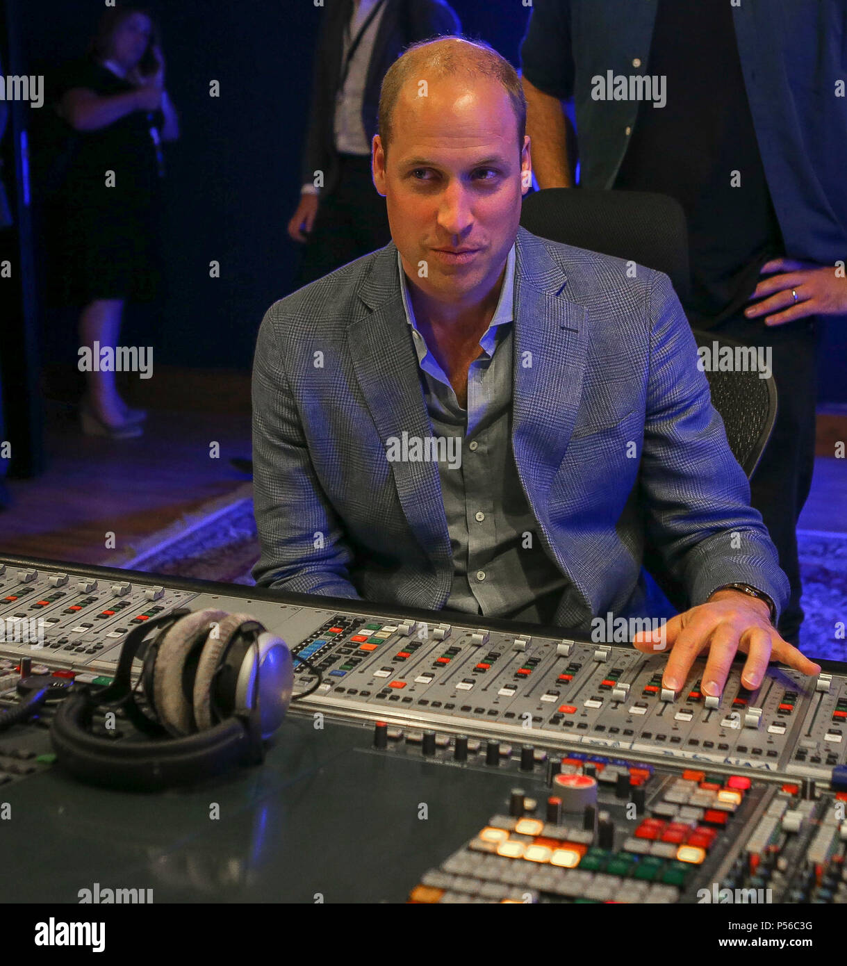 The Duke of Cambridge on a mixing desk during a visit to Al Quds ...