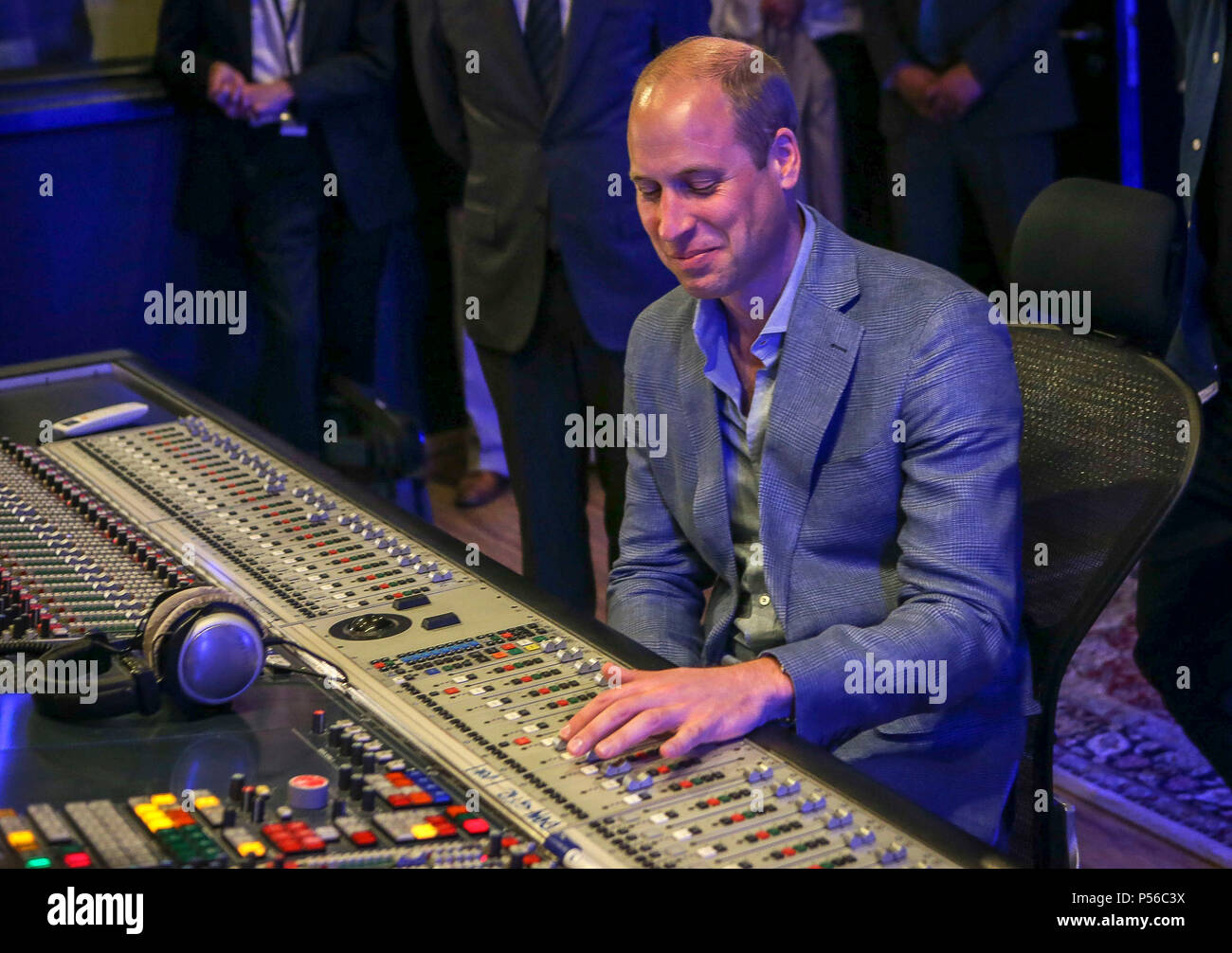 The Duke of Cambridge on a mixing desk during a visit to Al Quds ...