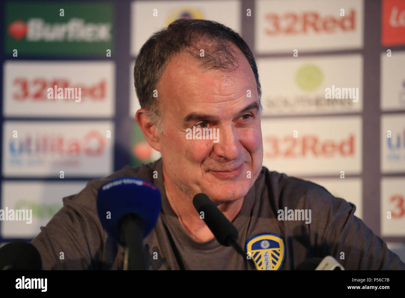 New Leeds United manager Marcelo Bielsa during the press conference at ...