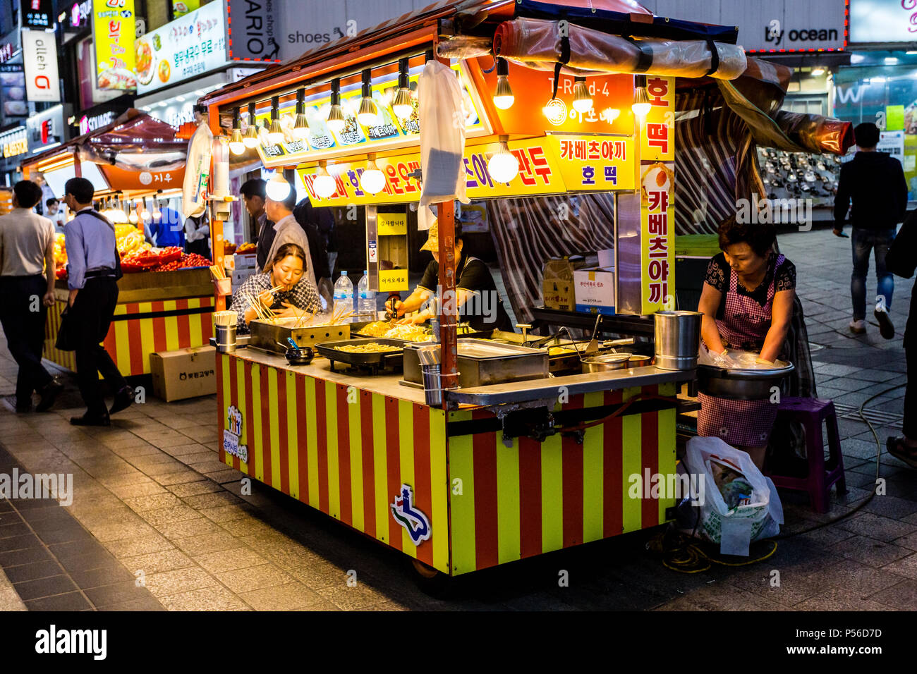 Suwon, South Korea - June 14, 2017: Adult woman enjoying fast food at ...