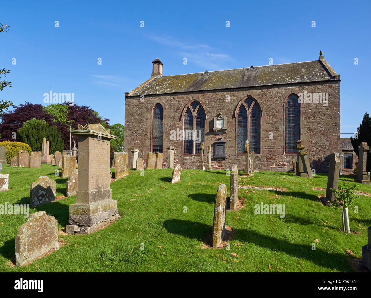 A side view of Monikie Kirk, and Old Red Sandstone constructed Church ...