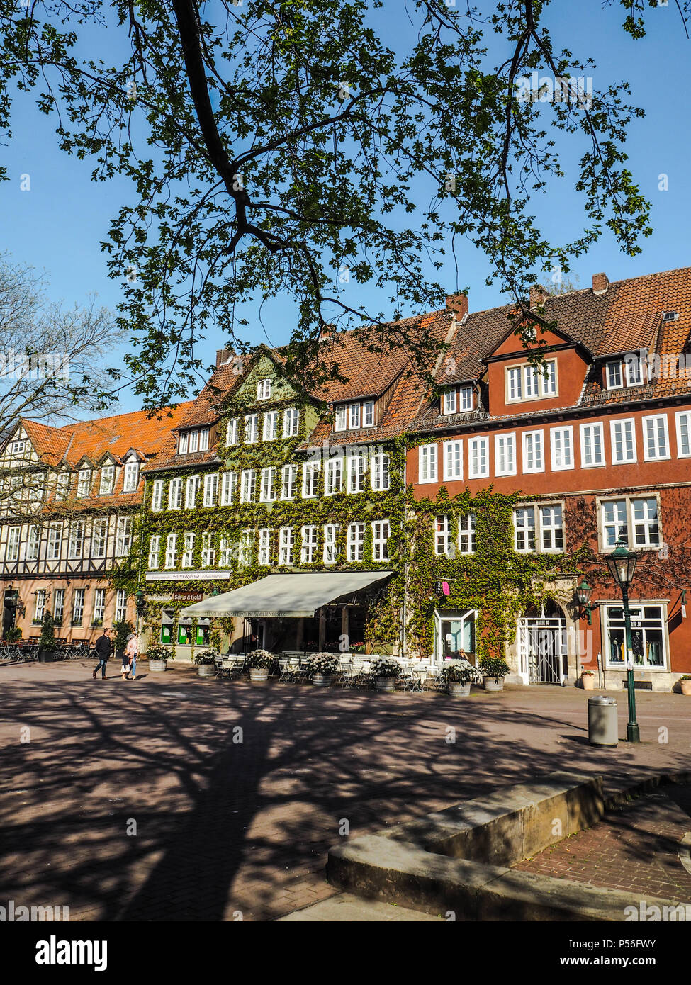 Traditional half-timbered buildings at the Ballhofplatz square in the ...