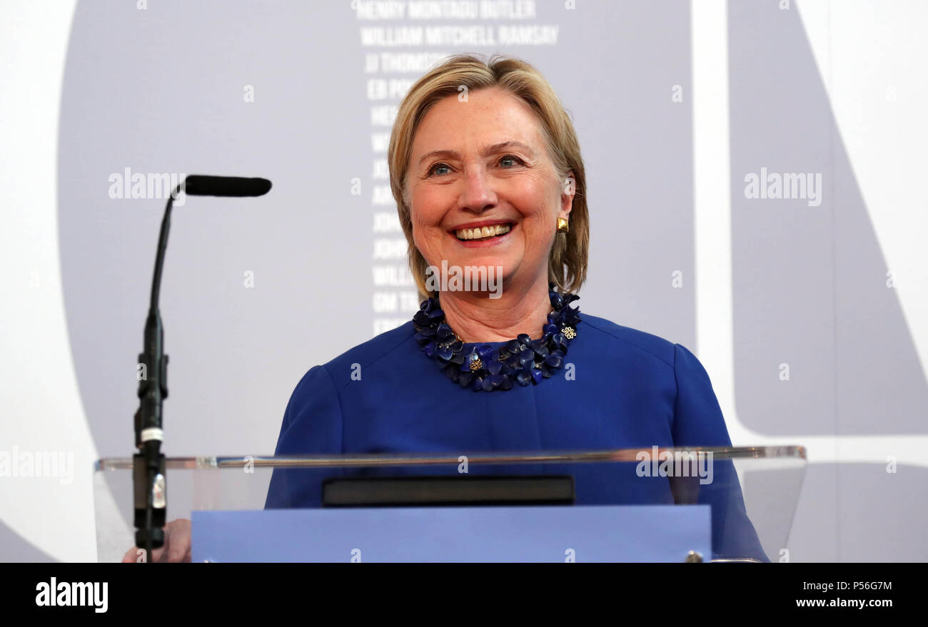Hillary Clinton delivers the Romanes Lecture at the Sheldonian Theatre ...