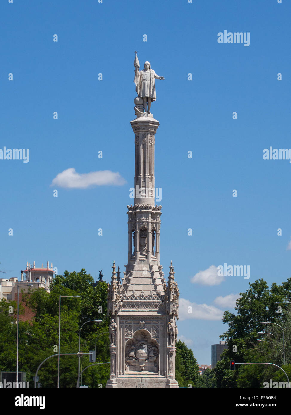Monument to Christopher Columbus on the Colon Square in Madrid, Spain ...