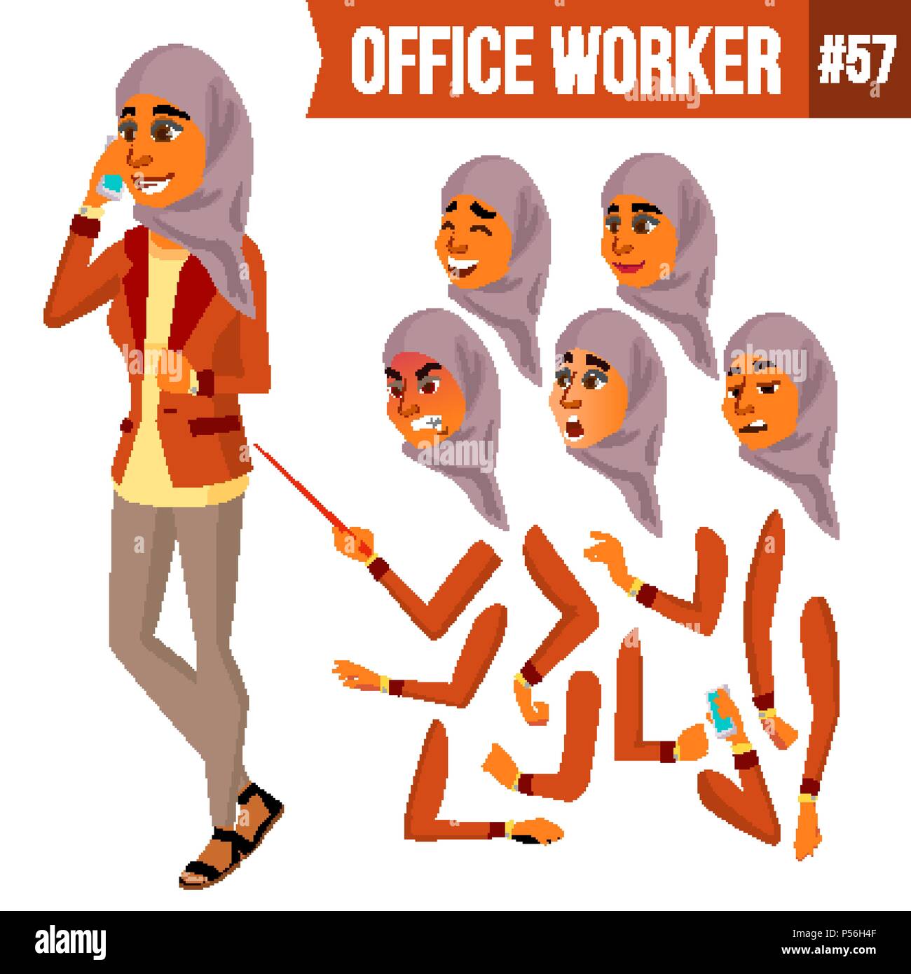 Arab Office Worker Vector. Woman. Traditional Clothes. Islamic. Hijab ...