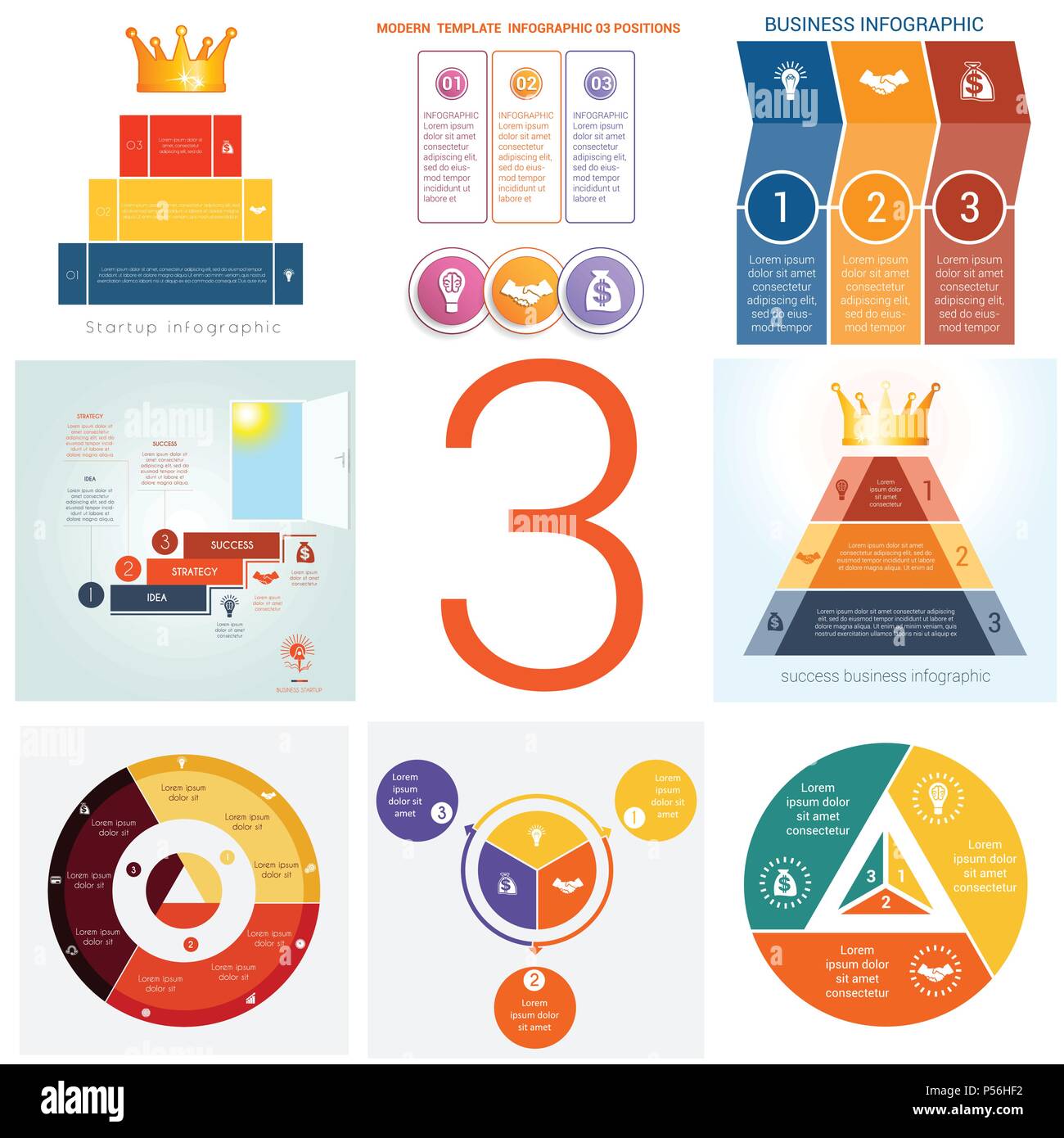 Set universal templates elements Infographics conceptual cyclic ...