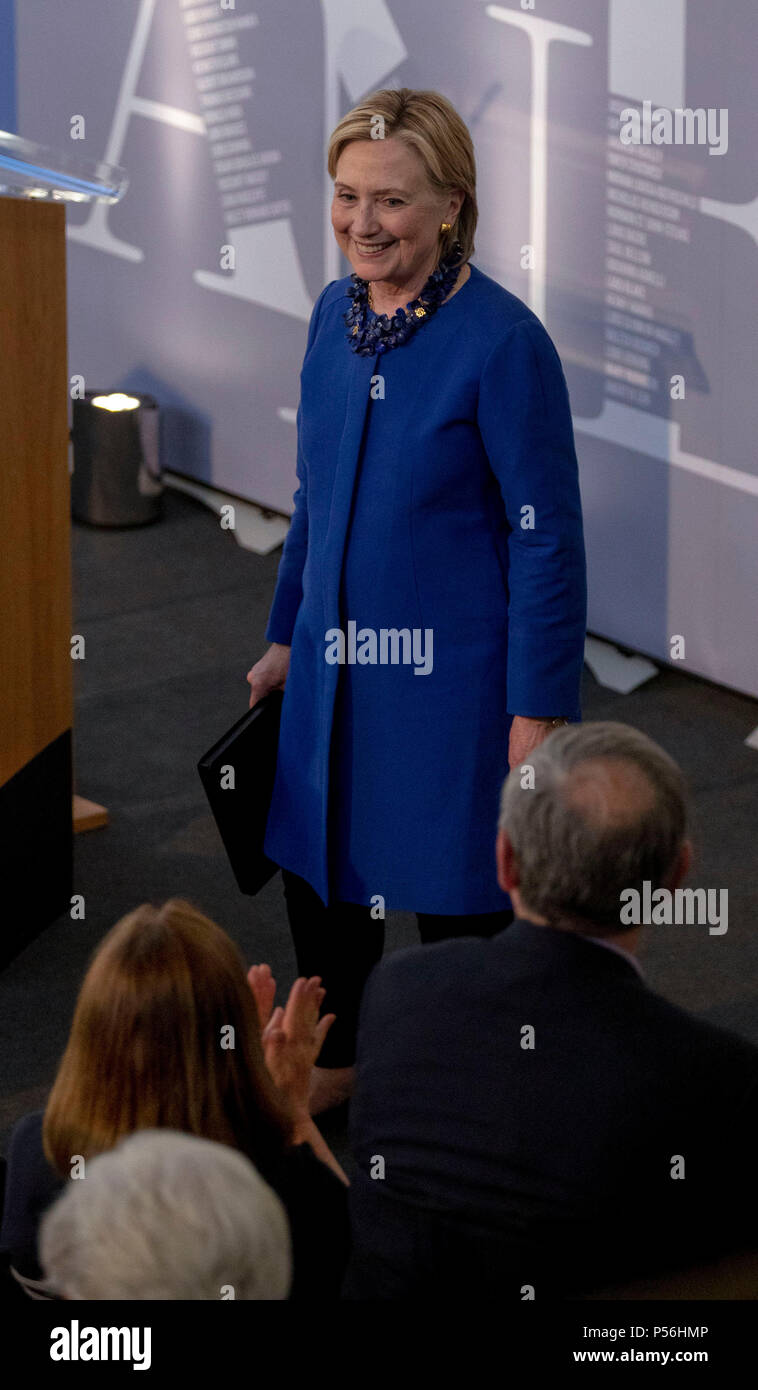 Hillary Clinton after she delivered the Romanes Lecture at the ...
