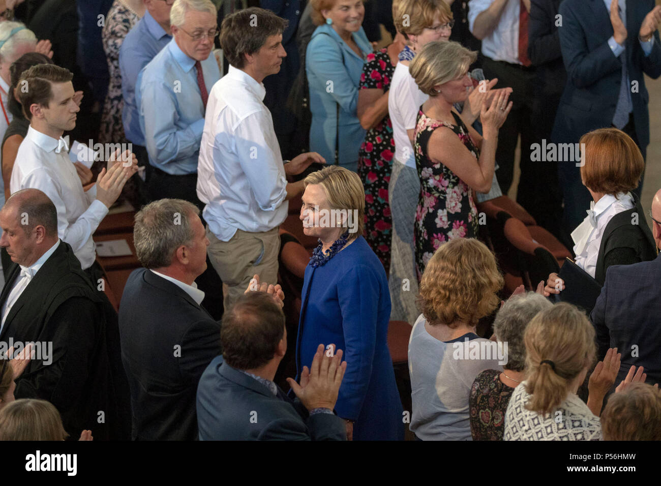 Hillary Clinton after she delivered the Romanes Lecture at the ...