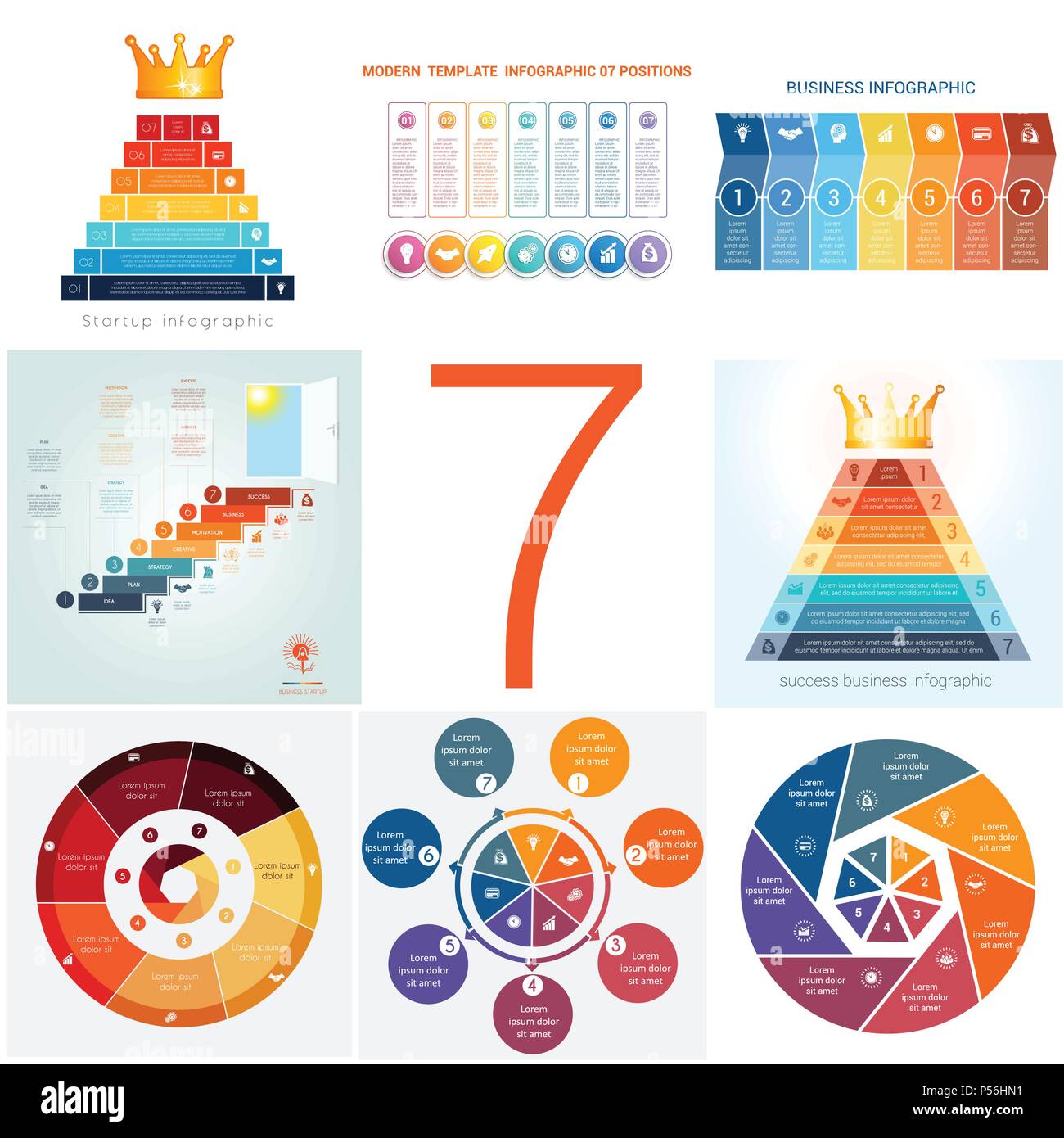 Set universal templates elements Infographics conceptual cyclic ...