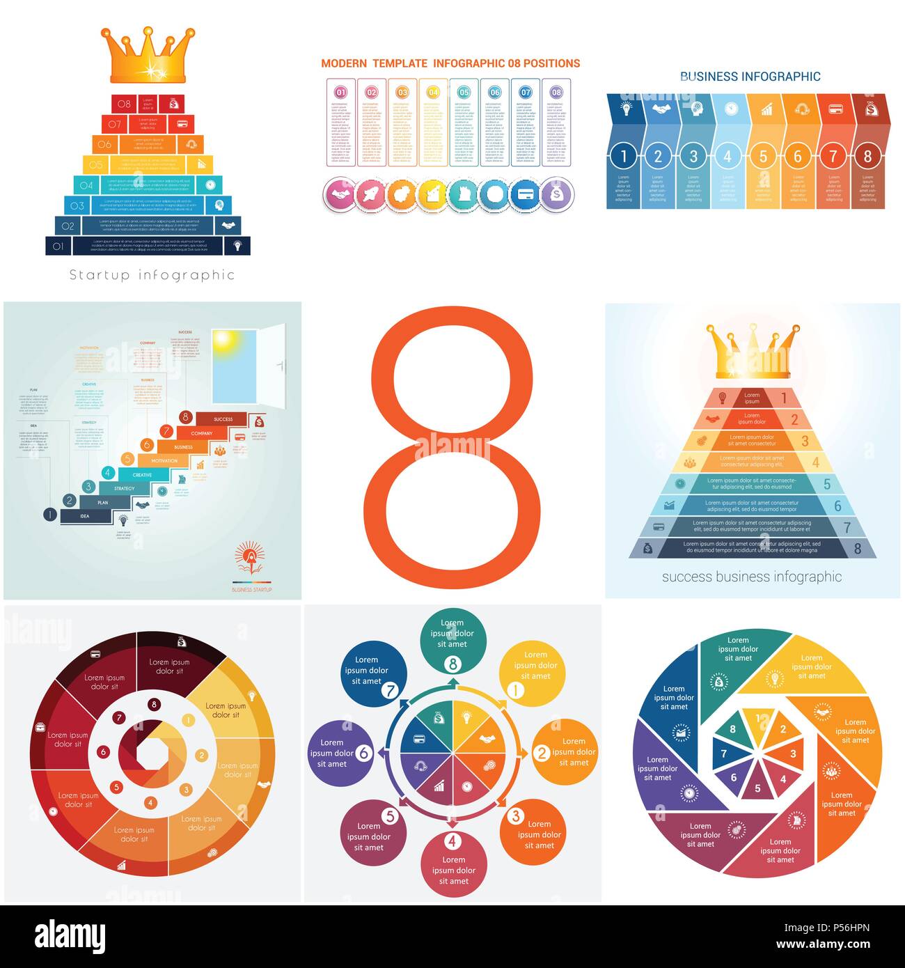 Set universal templates elements Infographics conceptual cyclic ...
