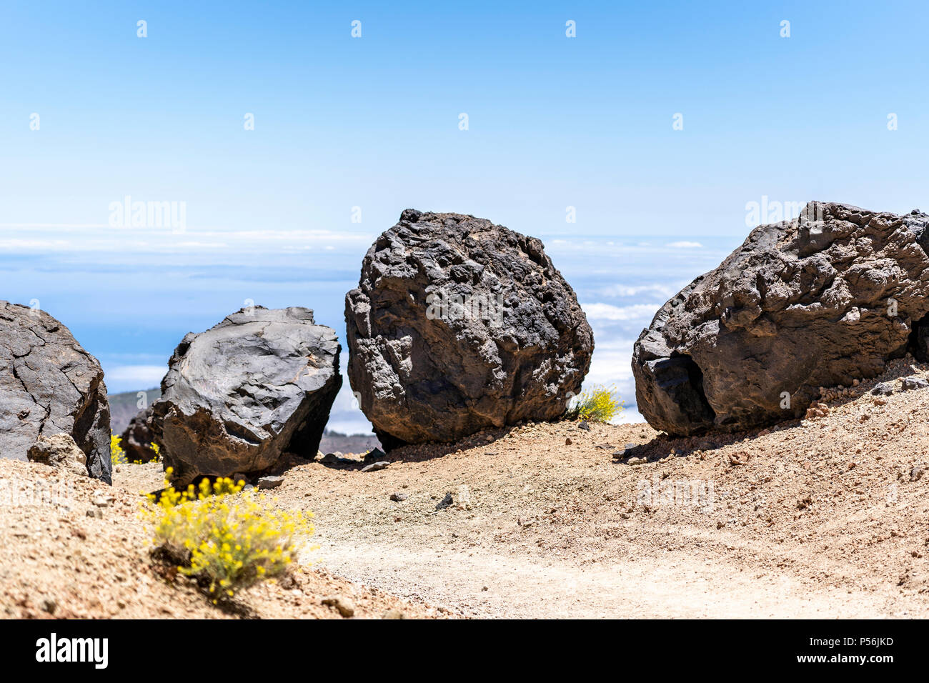 Canary Islands, Tenerife, Teide National park, Volcanic Eggs scattered ...