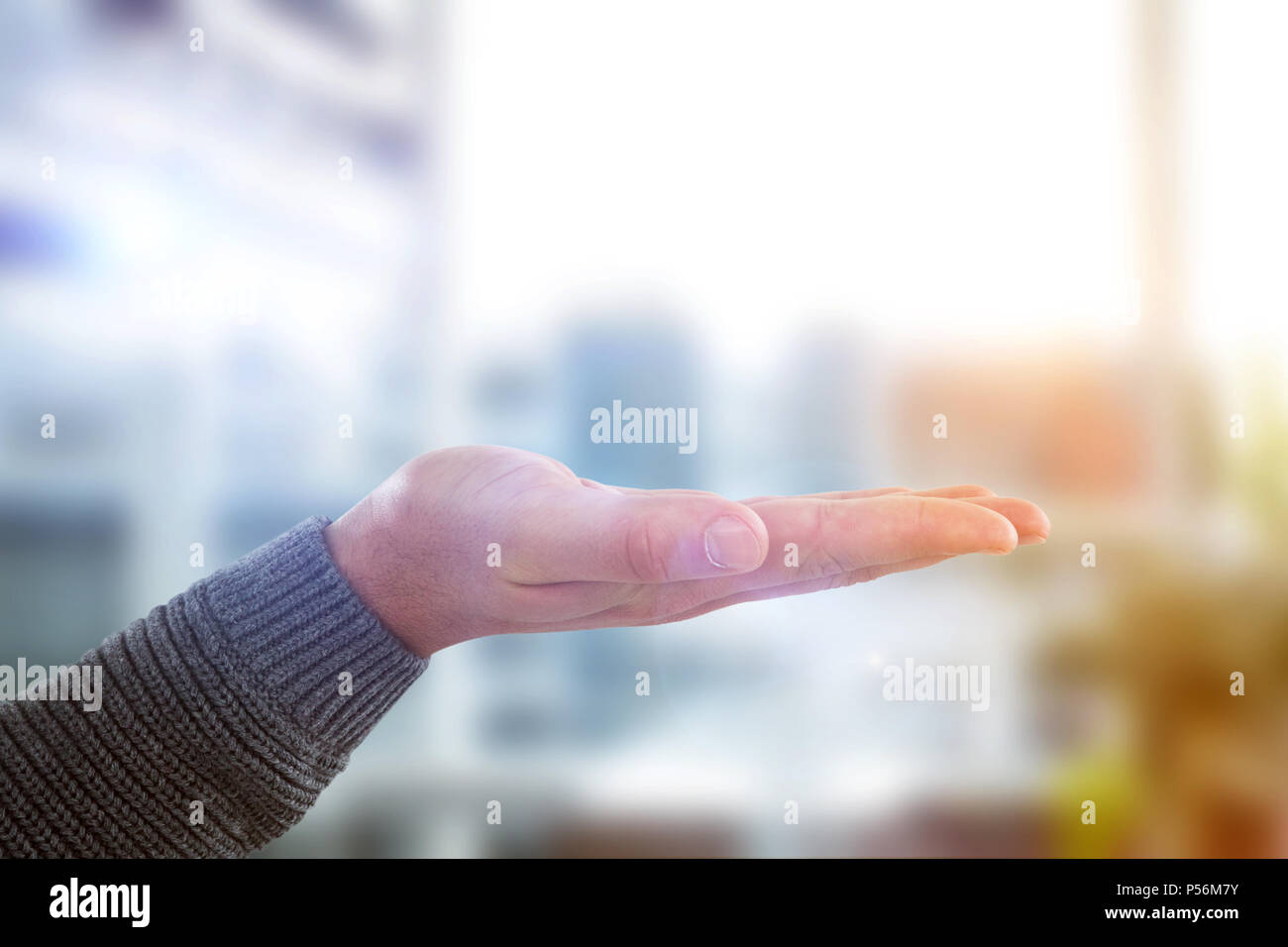 Composite image of cropped hand of man showing hand Stock Photo - Alamy