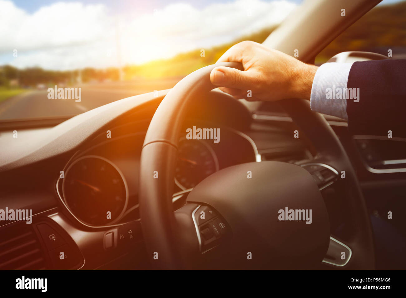Close-up of steering wheel Stock Photo - Alamy