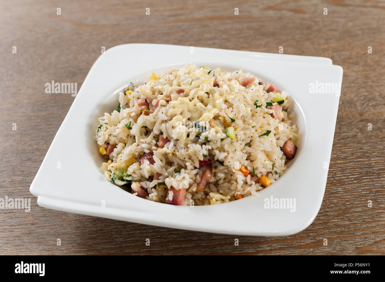 Ham and cheese fried rice Stock Photo - Alamy