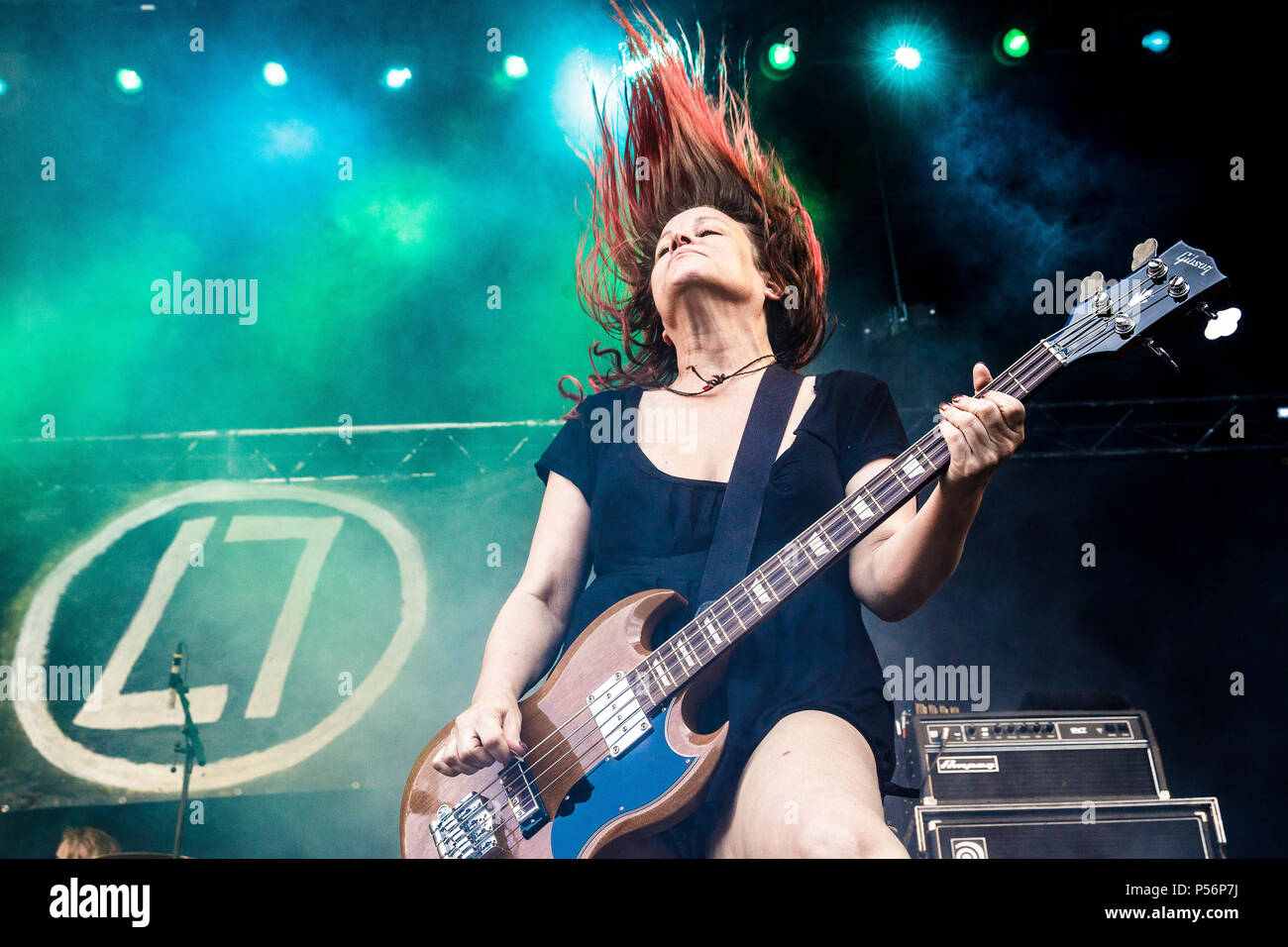 Denmark, Copenhagen - June 20, 2018. The American rock band L7 performs ...