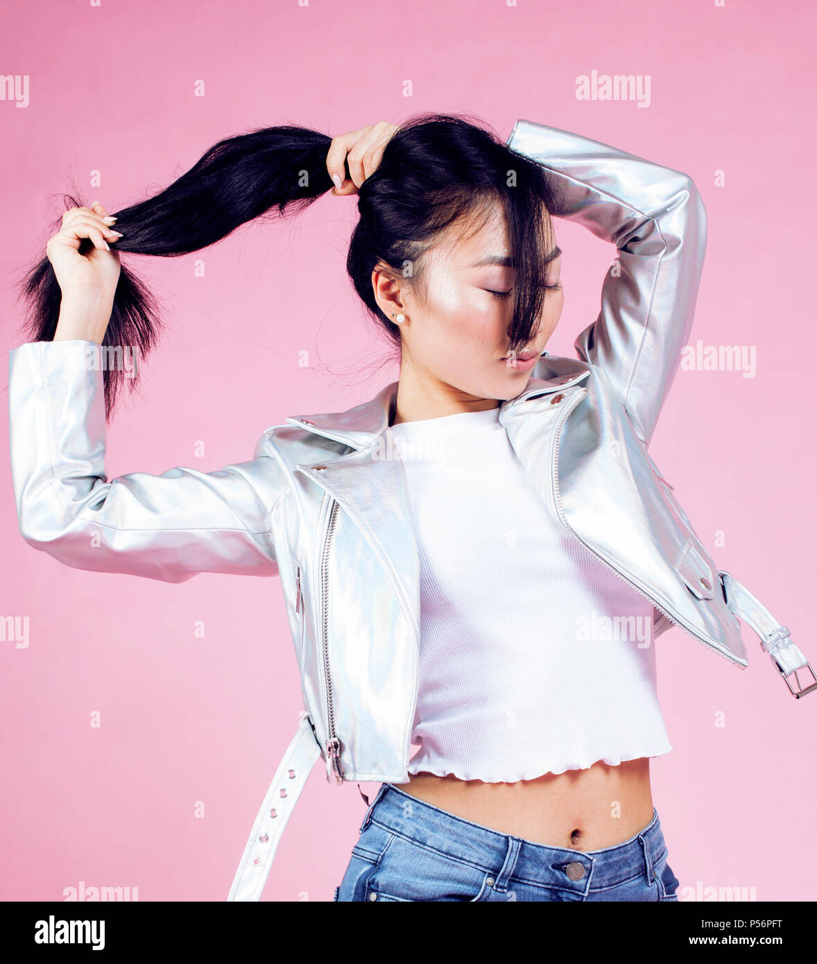 young pretty smiling asian korean girl wearing modern fashion cl Stock ...