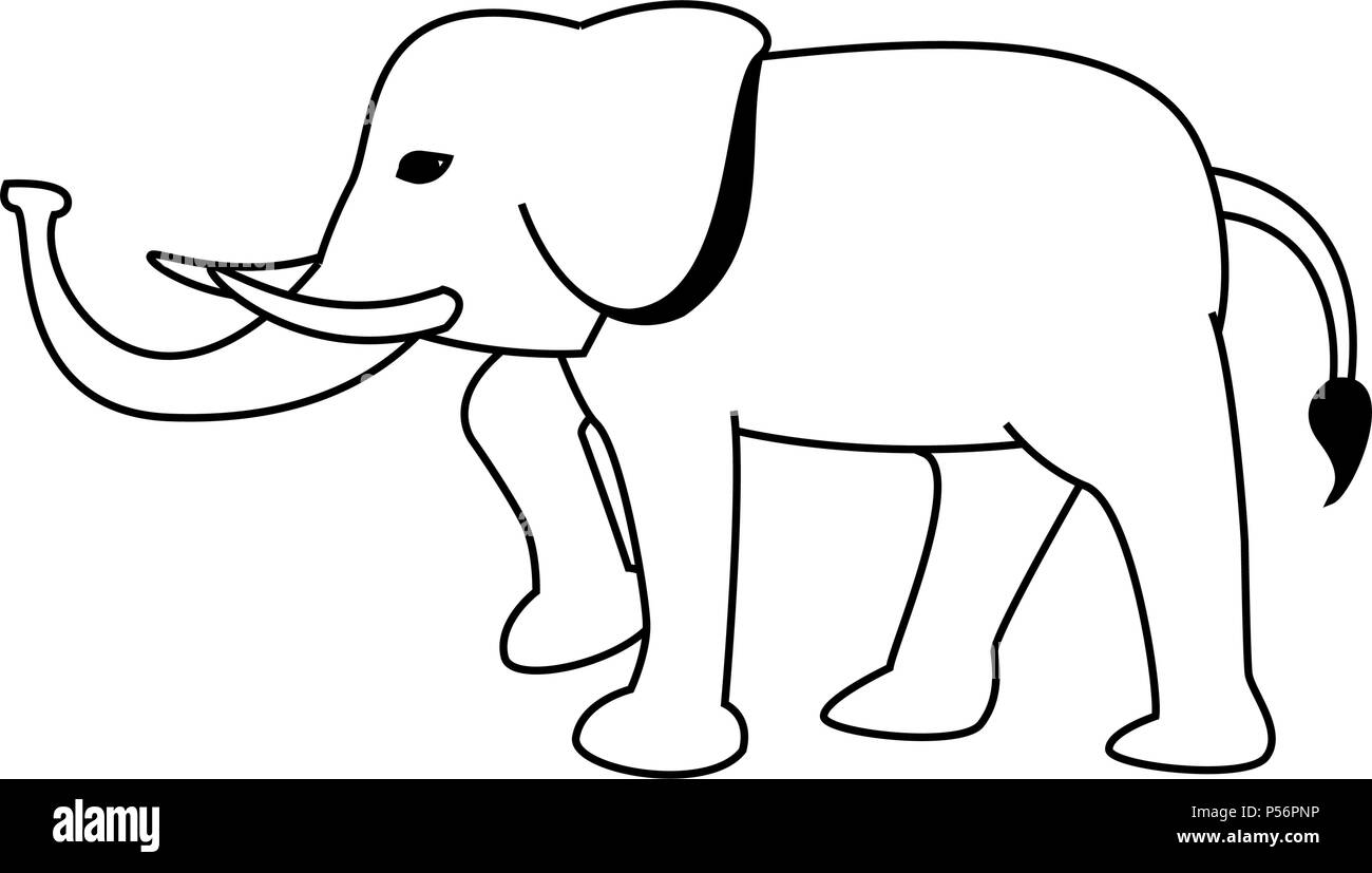 Elephant cute animal in black and white Stock Vector Image & Art - Alamy